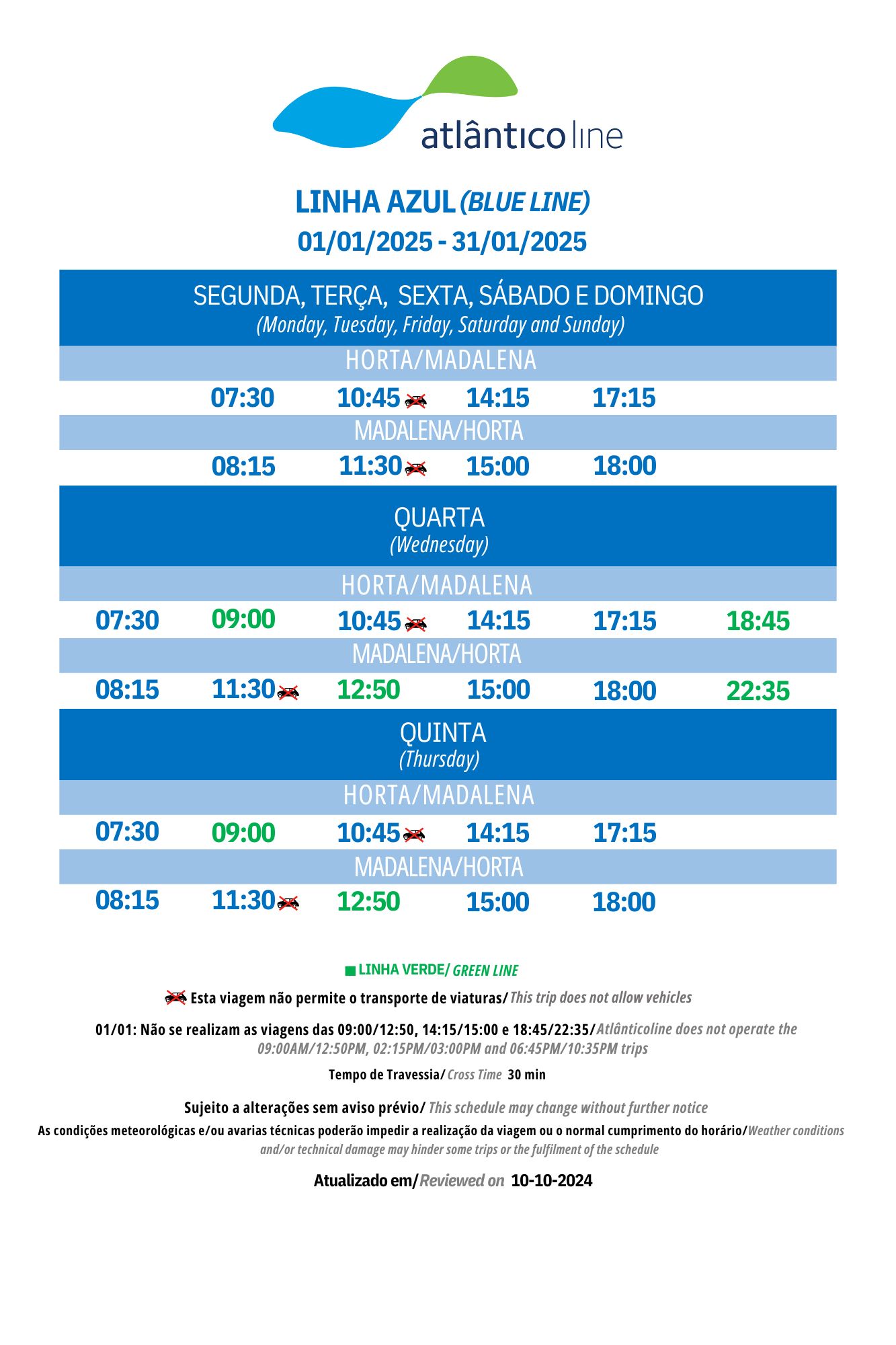 Atlanticoline Schedules 2025 | Inter-island Boat Prices in the Azores ...