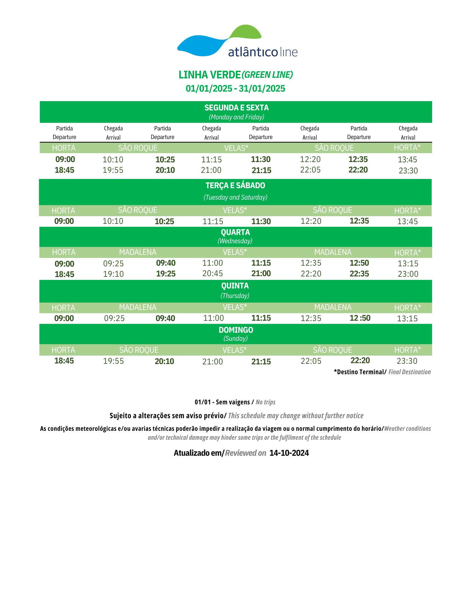 Atlanticoline Schedules 2025 | Inter-island Boat Prices in the Azores ...