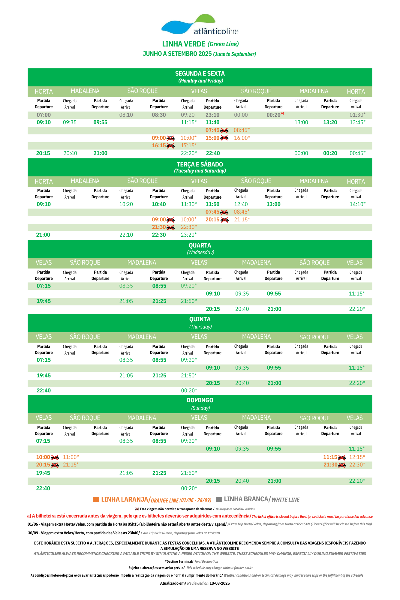 Atlanticoline Schedules 2025 | Inter-island Boat Prices in the Azores ...